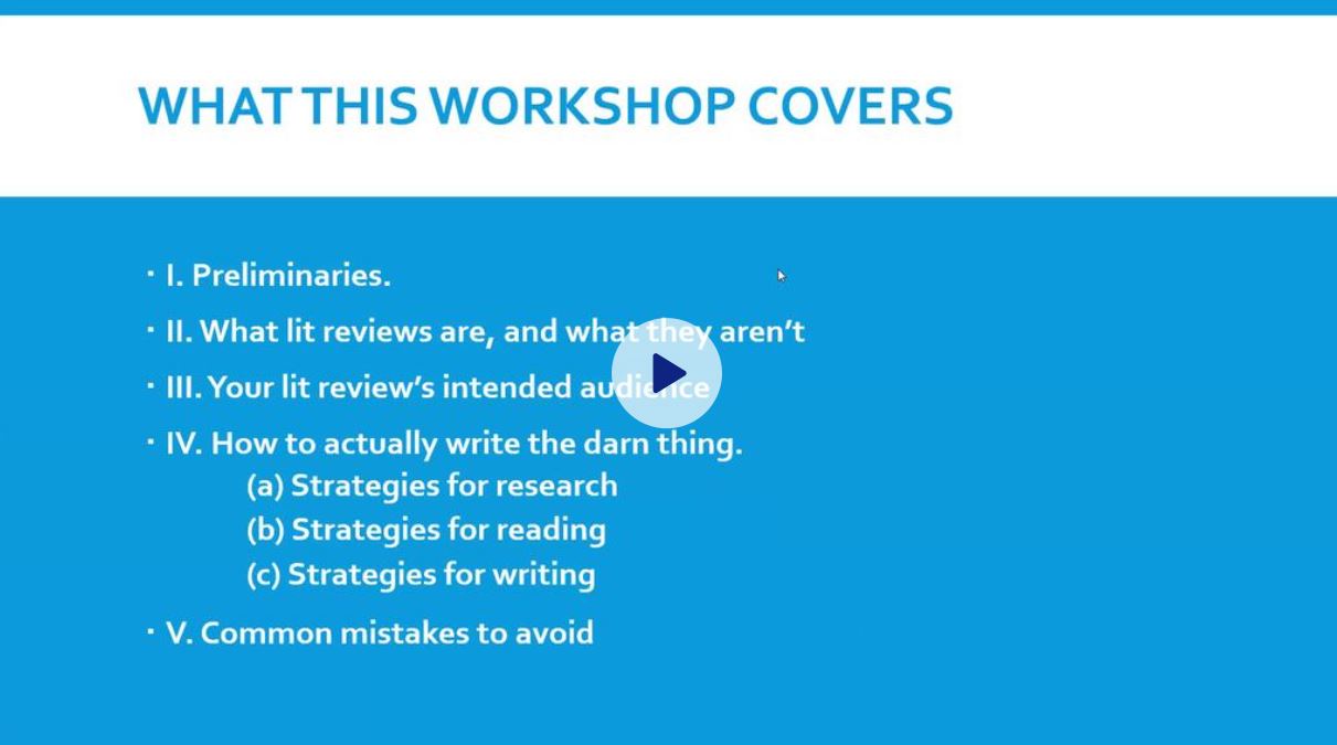 Literature reviews – The Graduate Writing Guy :: Writing Tips for Grad ...