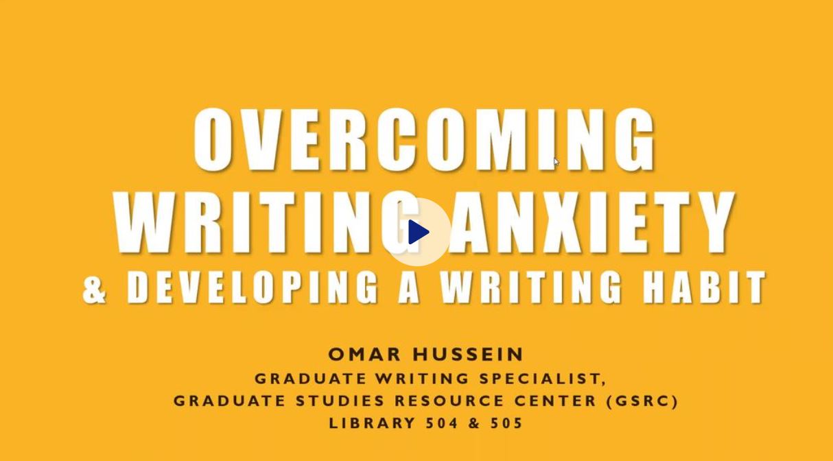 Overcoming writing anxiety – The Graduate Writing Guy :: Writing Tips ...