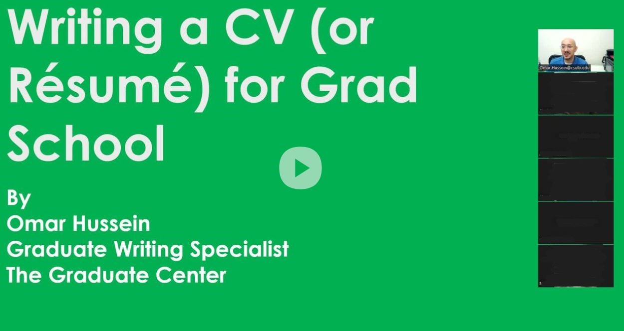CVs & résumés – The Graduate Writing Guy :: Writing Tips for Grad School